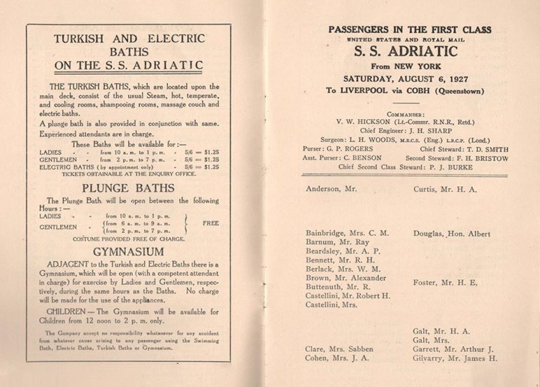 SS Adriatic White Star Line memorabilia at Abbey Books in Paisley ...